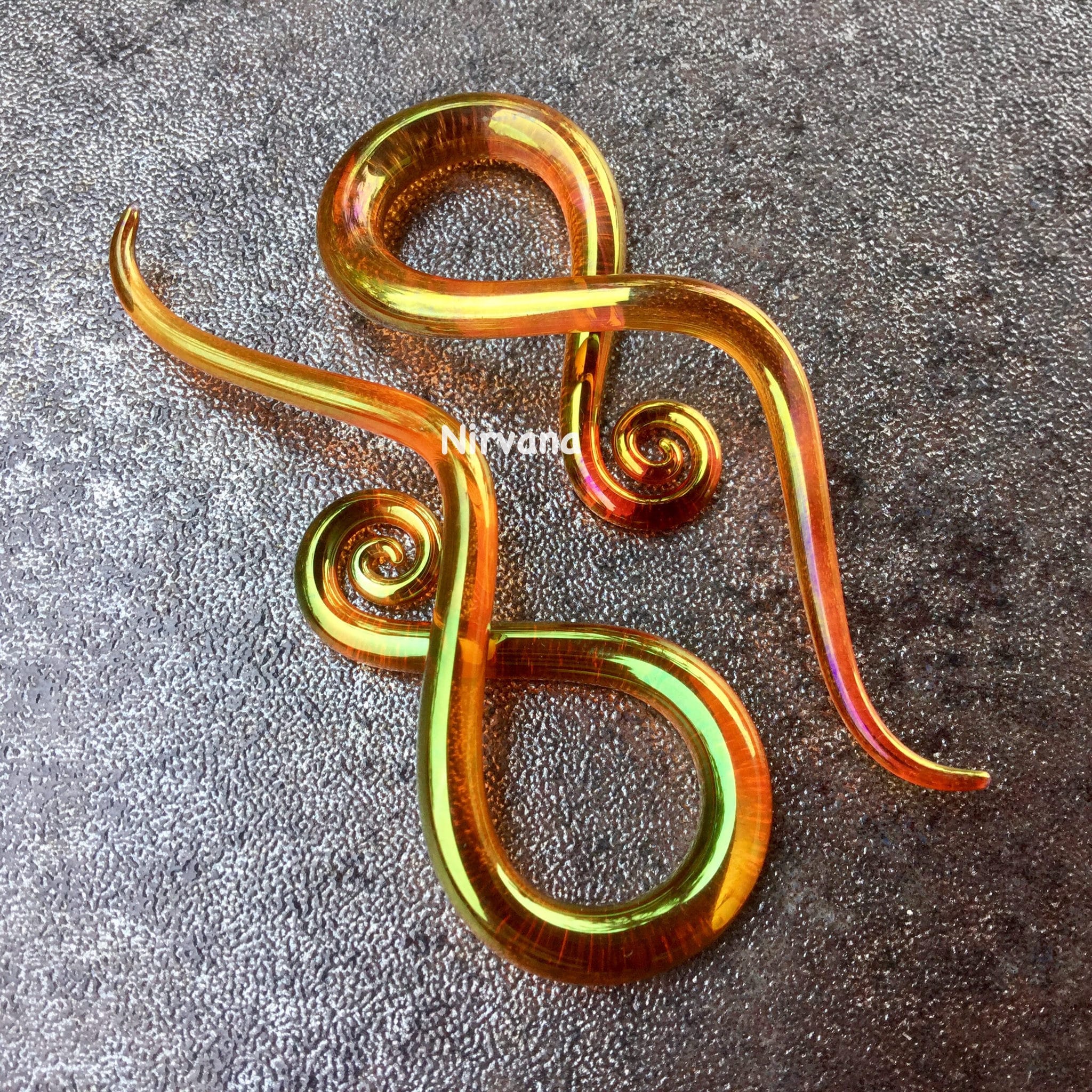 1 Pair (2 Pieces) Real 24 Karat Ruby Gold Colored Glass Note Spirals ...